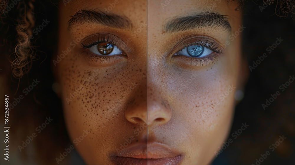 Split-screen: before and after color grading Stock Photo | Adobe Stock