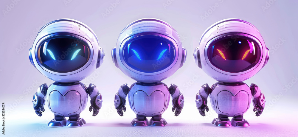 set of cute robots icon, white background, vector illustration ...