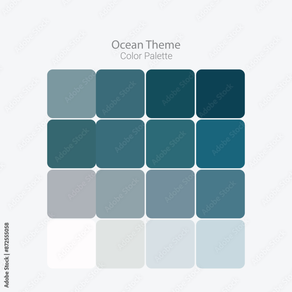 Ocean Blue Color Palette, Blue Color Code Guide Palette. blue ocean ...