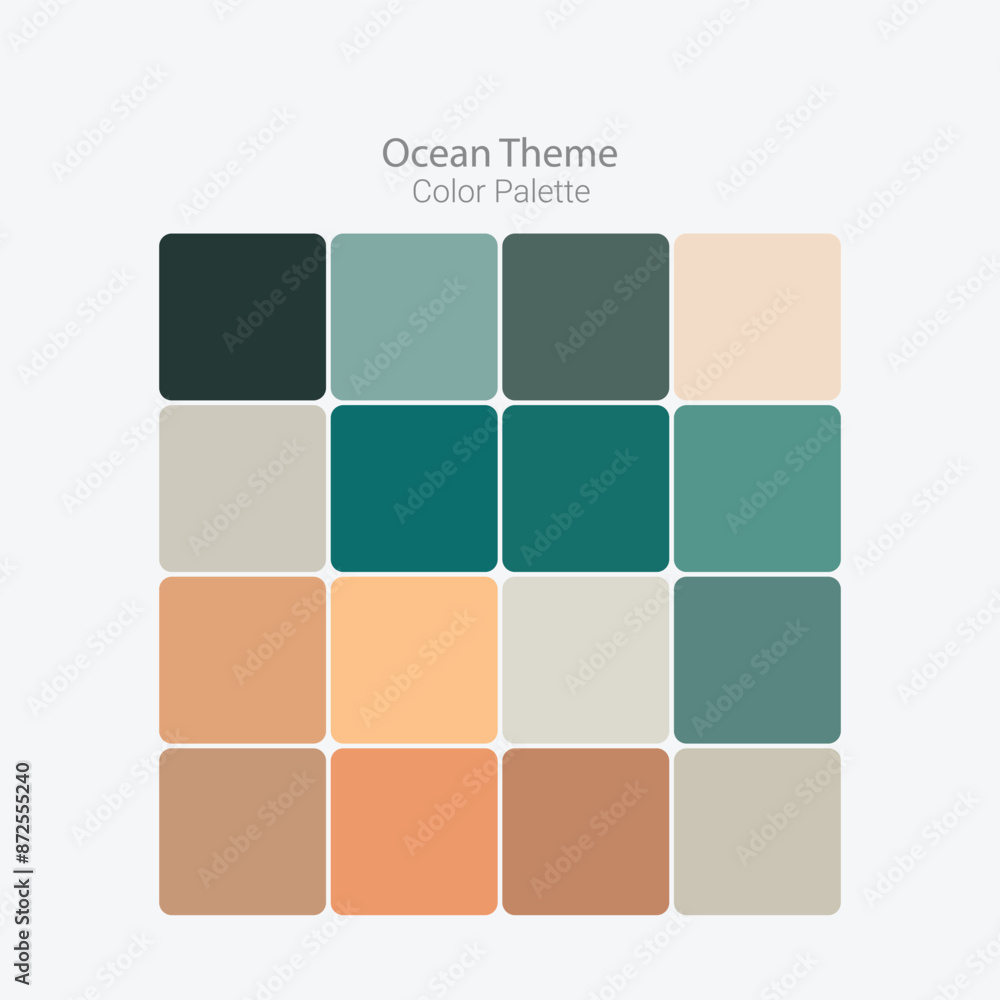 Ocean Blue Color Palette, Blue Color Code Guide Palette. blue ocean ...