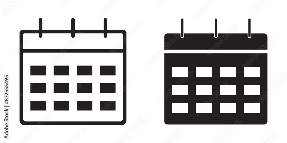 Calendar icon set. Date calendar vector icon feel and thin line, Event ...