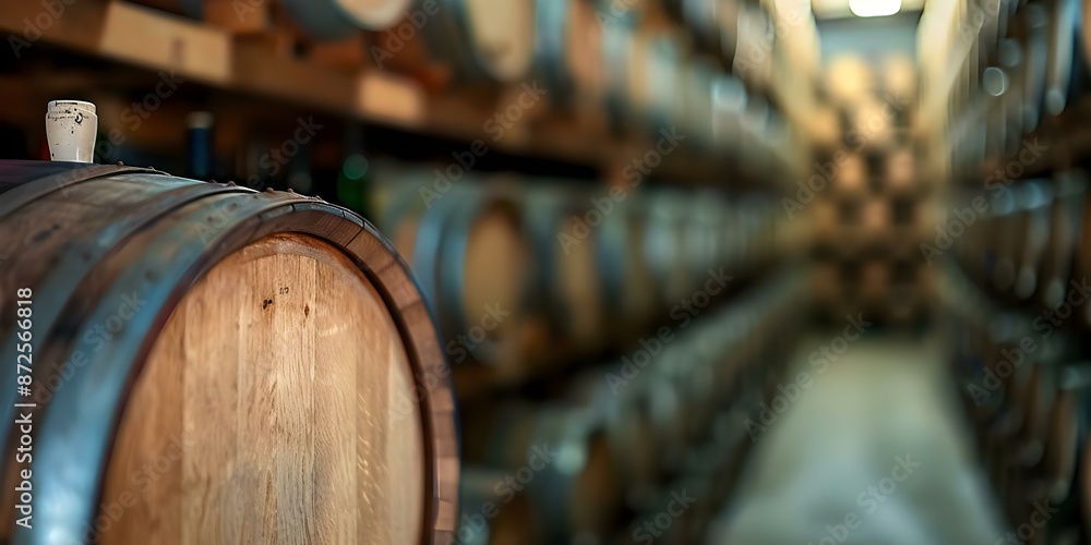 Exploring a Wine Barrel in a Winery Storage Room. Concept Winery ...