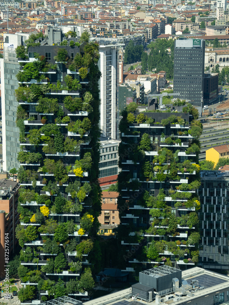 Milano, Italy. The iconic Bosco Verticale. Amazing aerial view at the ...