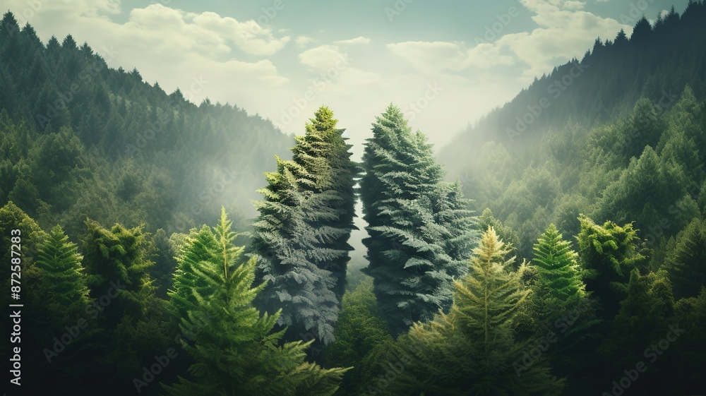 Green lung forest in a shape of lungs for a healthy environment and ...