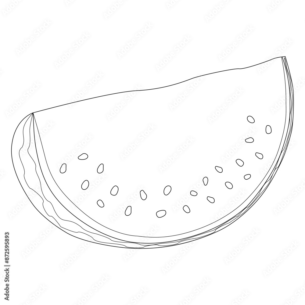 Outline of a watermelon slice coloring page for summer fun. Perfect for ...