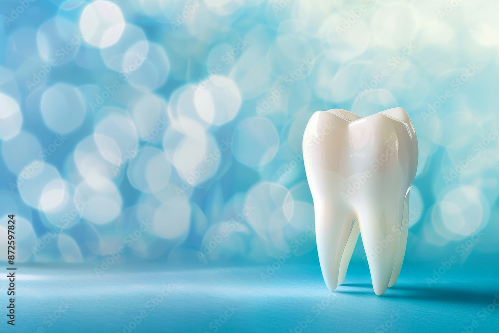 Glowing single tooth model against a dreamy bokeh backdrop, symbolizing ...