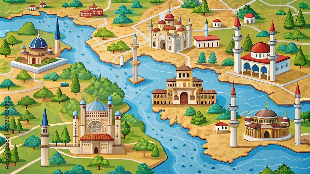 animated sketch map of Edirne in Turkey Stock Illustration | Adobe Stock