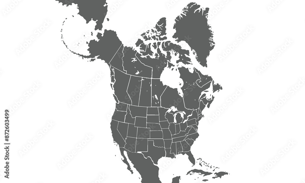 North America map isolated on white background. for website layouts ...