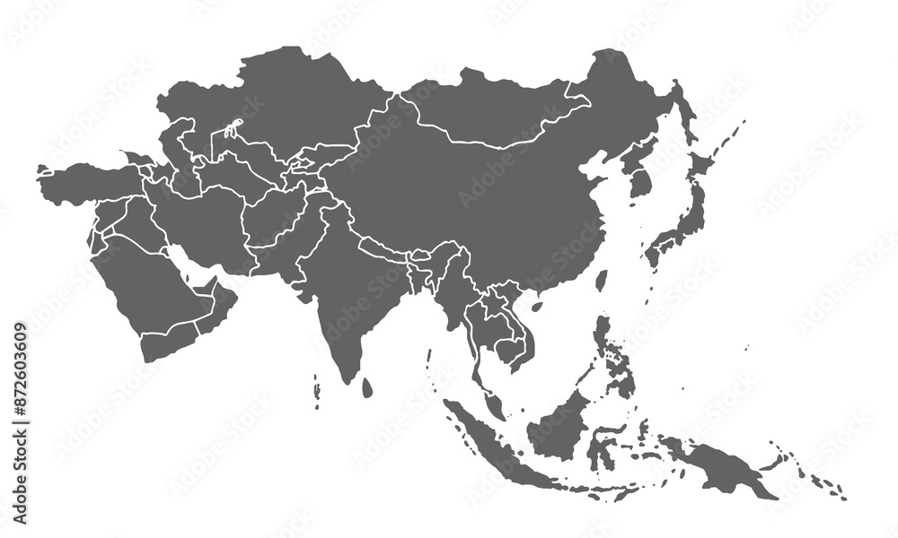 Map of Asia isolated on white background. for website layouts ...