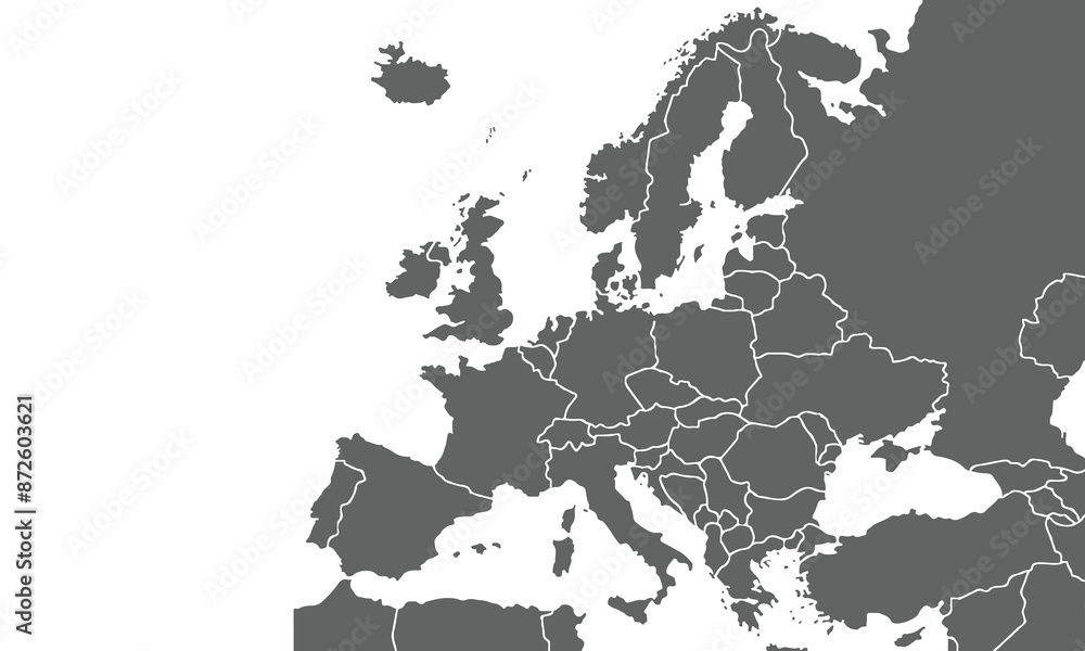 Map of Europe isolated on white background. for website layouts ...