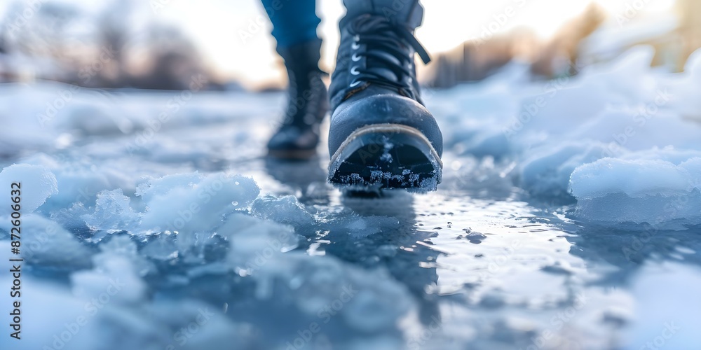 Slippery Winter Conditions Lead to Person Falling on Icy Pathway ...