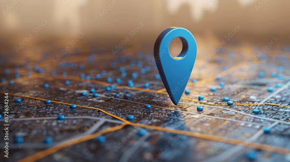 Location pin icon on earth city urban map indicating the location and ...