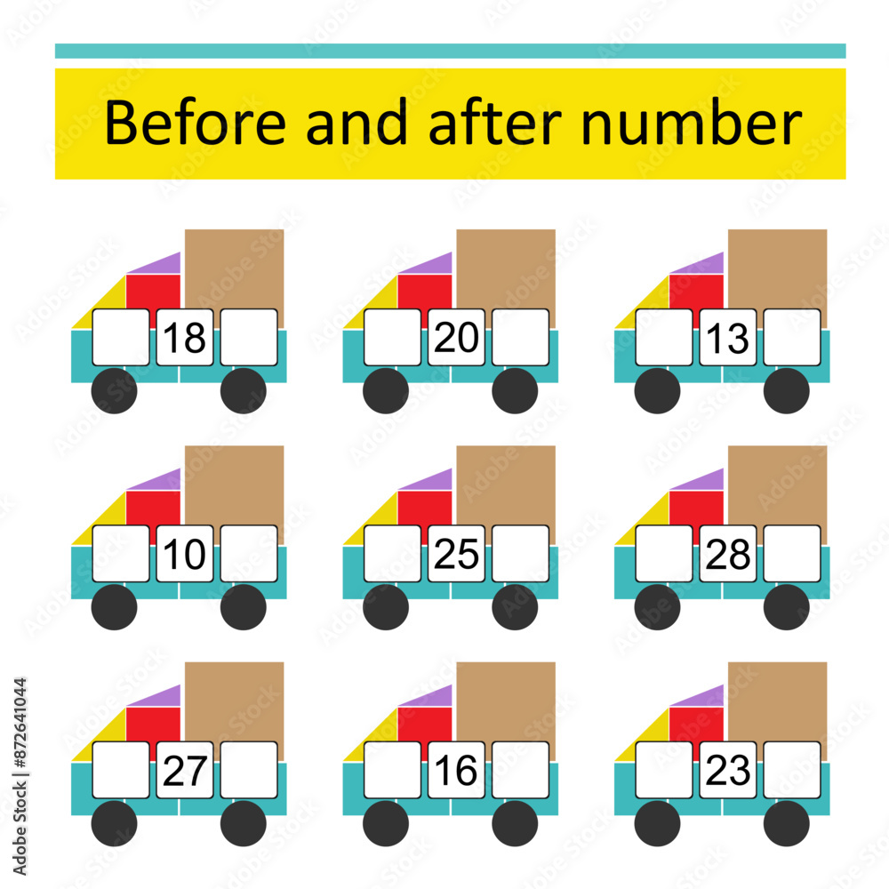 What comes Before and After. Math worksheets for kids. Number range up ...