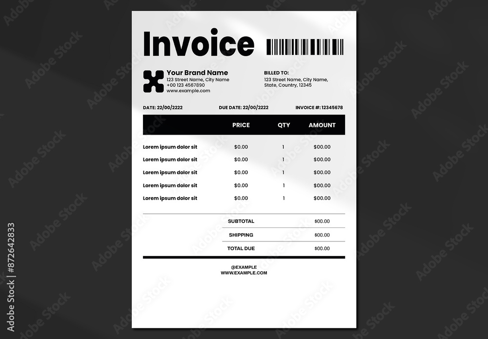 Invoice Template CMYK Stock Template | Adobe Stock