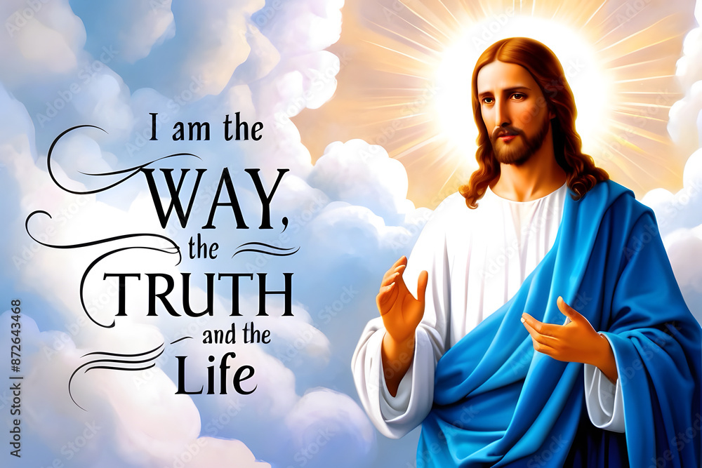 Jesus sayings as in bible with background of Jesus in heaven Stock ...