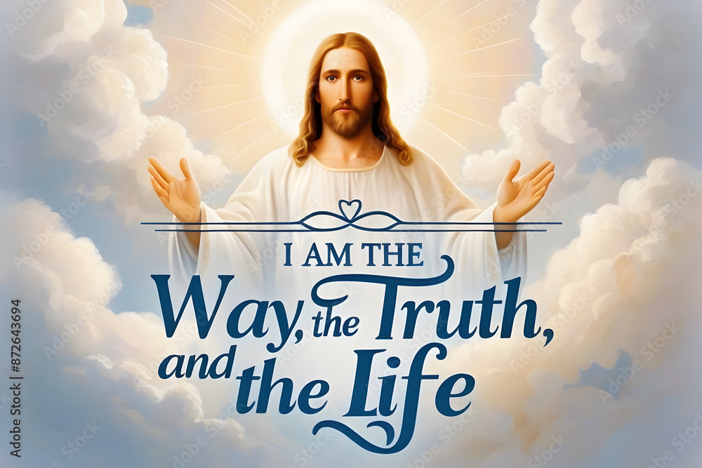 Jesus sayings as in bible with background of Jesus in heaven Stock ...