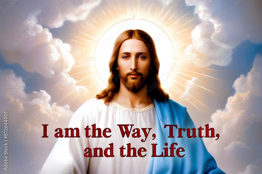 Jesus sayings as in bible with background of Jesus in heaven Stock ...