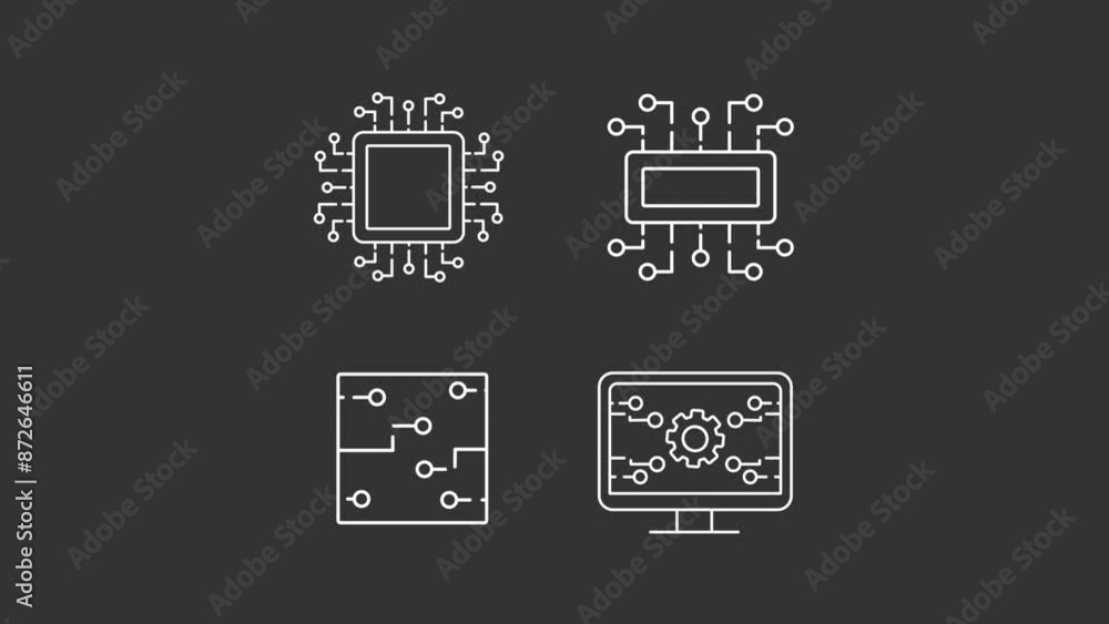 Computing power animation library. Microcircuit capacitors animated ...