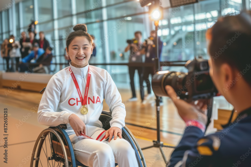 Inspiring Victory: Chinese Paralympic Athlete at Paris 2024. A joyful ...