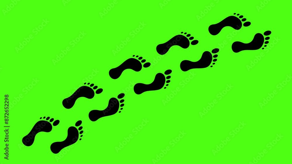 Human Foot Print Walk Animation On Green Screen. Footsteps Sign ...
