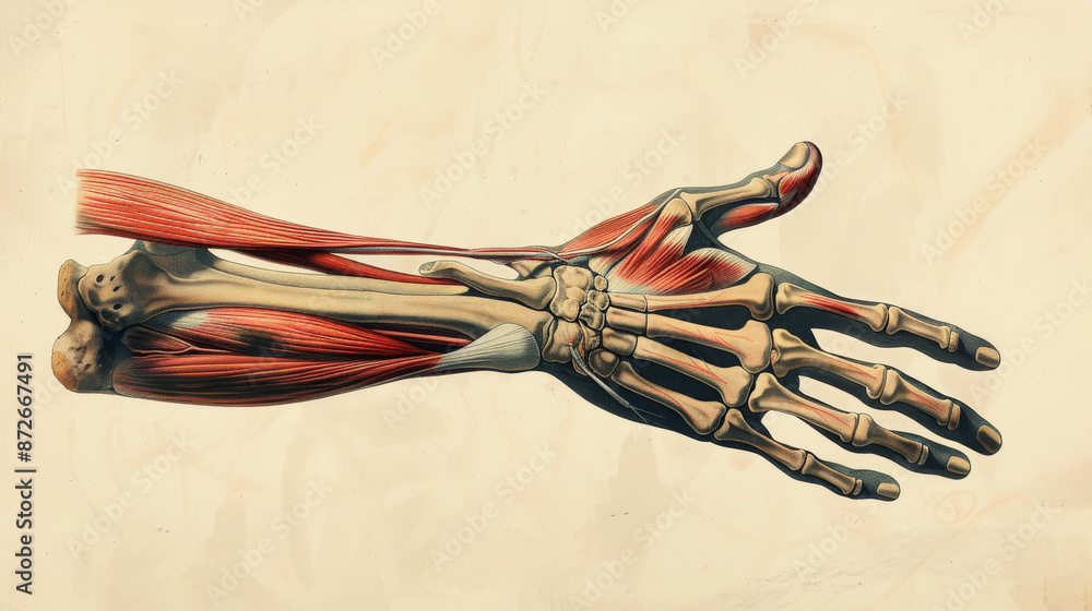 Vintage anatomy illustration showing the muscles and bones of a human ...