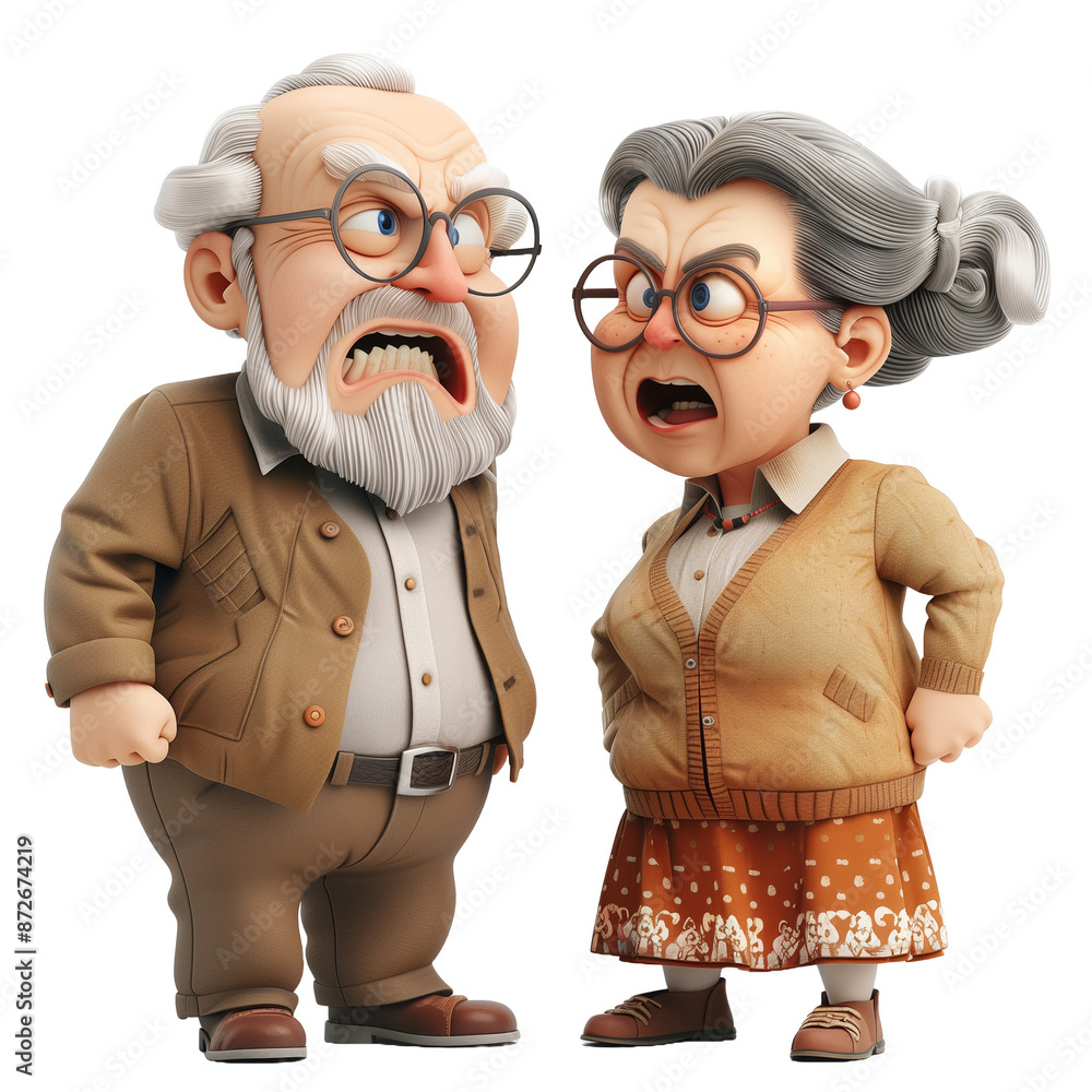 Angry Elderly Couple Fighting with Each other Vector Characters ...