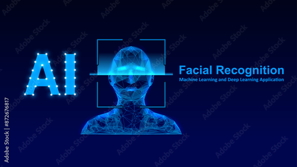 Artificial Intelligence AI Facial Recognition Scanning Concepts. 3D ...