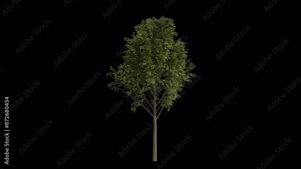 European Ash Tree blowing in the wind. Wind blows the Common Ash Tree ...