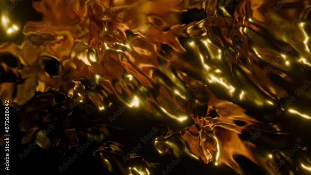 Beautiful Waving Golden Metal Surface Seamless Slow Motion. Looped ...
