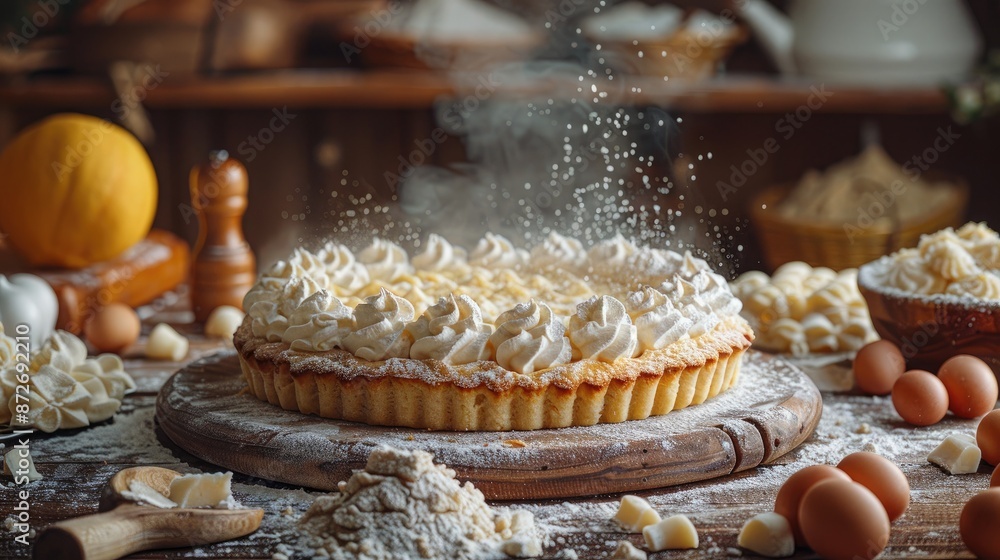 Pie Crust Making Background: Home Kitchen Watercolor Theme with Copy ...