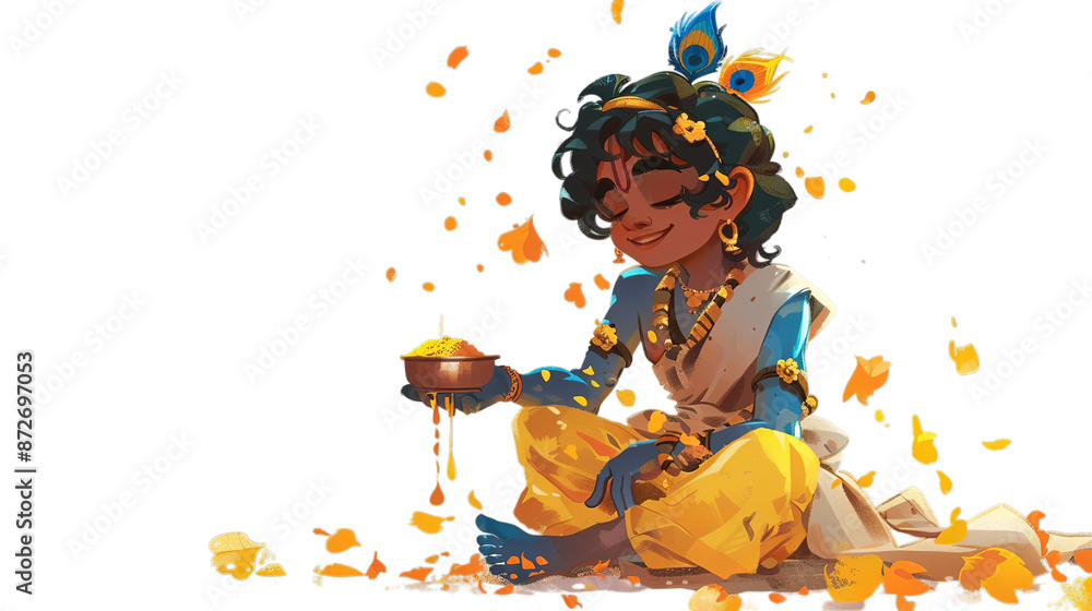 Lord krishna breaking dahi handi at the eve of janamshtami. Generative ...