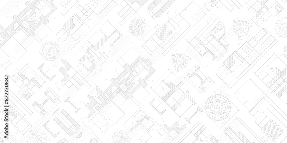 Engineering industrial background from technical drawing elements ...