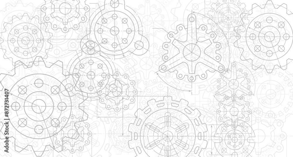 Engineering industrial background from technical drawing elements ...