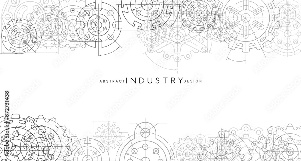 Engineering industrial background from technical drawing elements ...