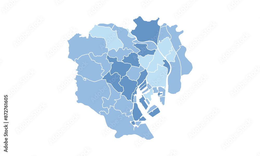 Map of tokyo isolated blue tone color style.Map of Japan.for website ...
