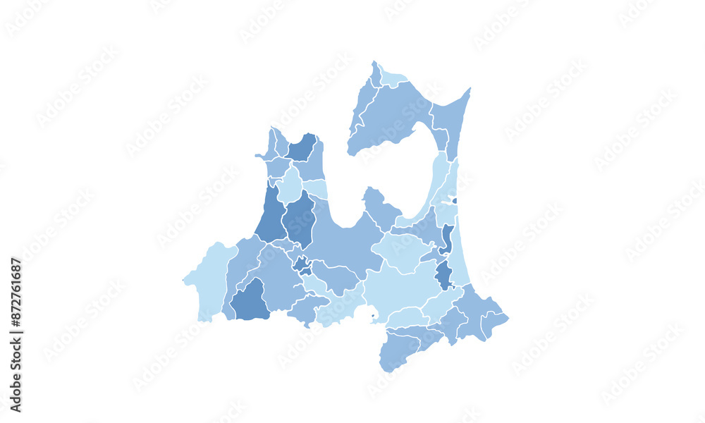 Map of Aomori isolated blue tone color style.Map of Japan.for website ...