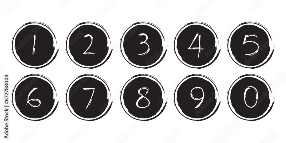 Vektorová grafika „Hand drawn simple round numbers in flat style ...