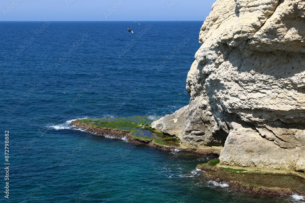 Rosh HaNikra Israel 04 04 2024. Chalk rocks and grottoes at Rosh ...
