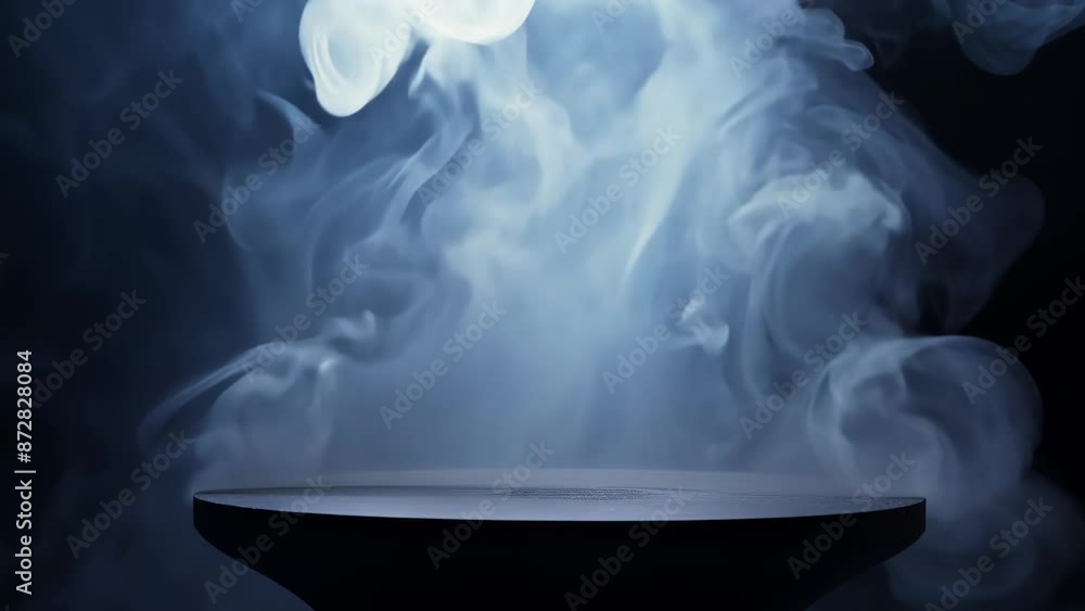 Ethereal ghost-like figure rises from a black cauldron. Wispy smoke ...