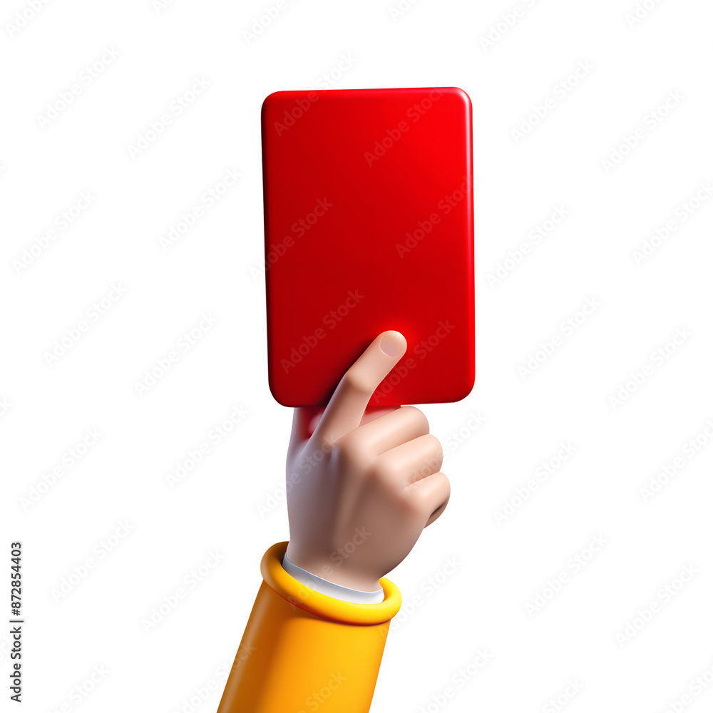 Referee's red card. Football stickers 3D rendering in Spain colors ...