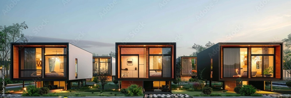 Future Houses. Modern Architectural Modular Row Homes in Urban Setting ...