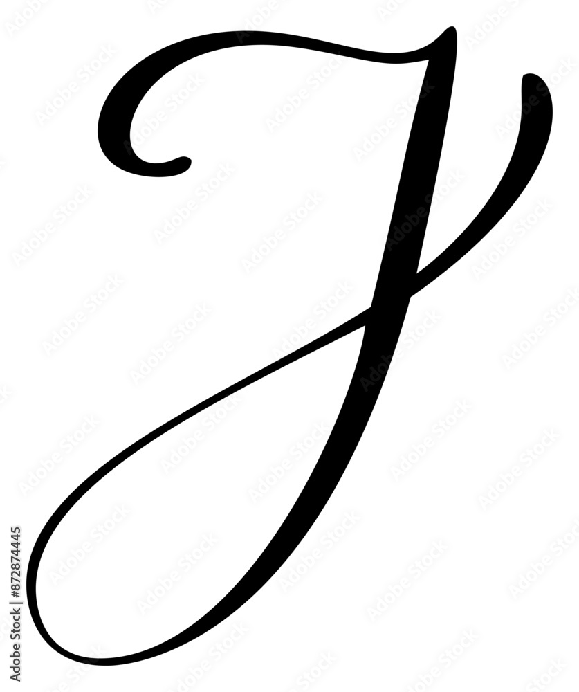 Vector calligraphy hand drawn letter J icon logo. Script font ...