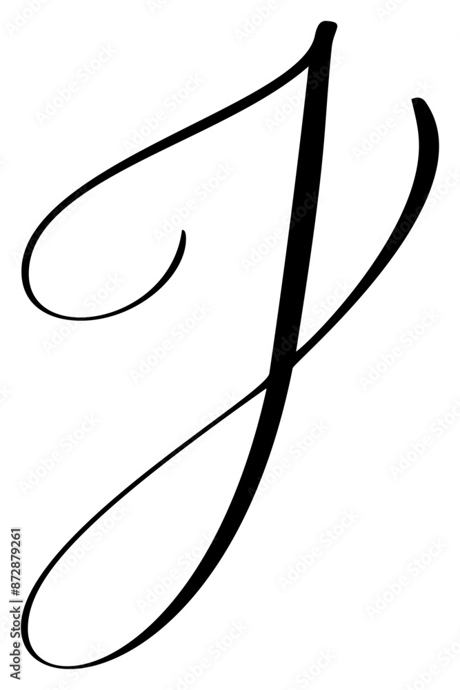 Hand drawn vector calligraphy letter capital J. Script font logo ...