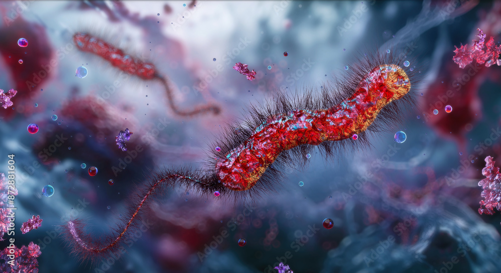 Vibrio cholerae, the causative agent of cholera. Cholera rod-shaped ...