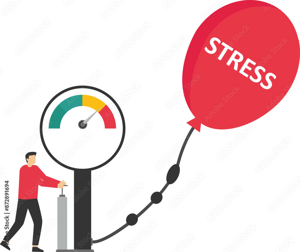 Balloon with text Stress. Metaphor of anger. Vector illustration flat ...