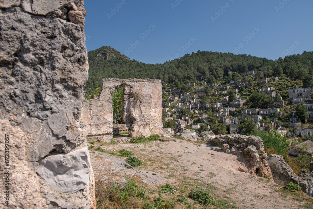 Fethiye Kayaköy stone houses and ruins. Mugla, Turkey. Kayakoy ghost ...