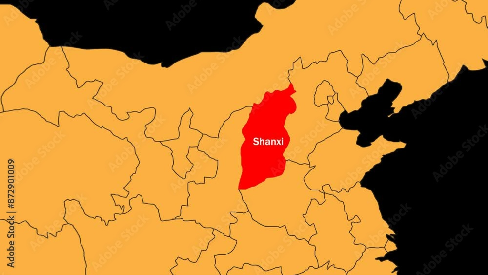 Shanxi map animated video. Shanxi location is highlighted on the China ...