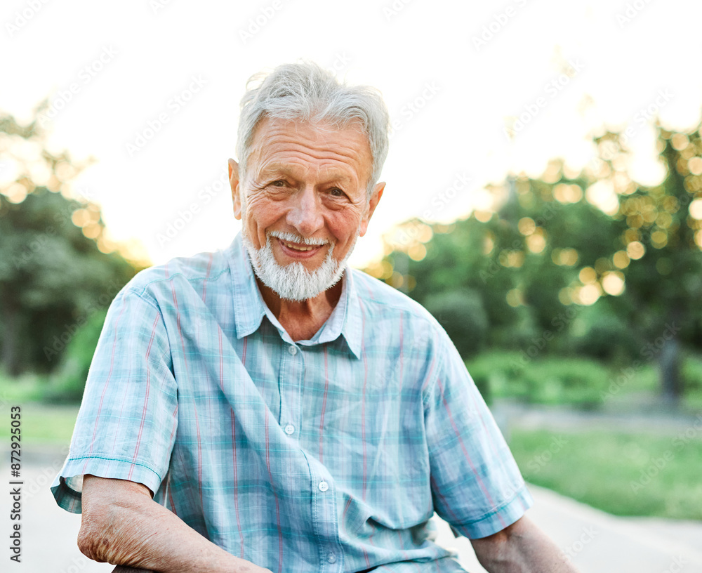 man outdoor senior happy retirement elderly portrait male active park ...