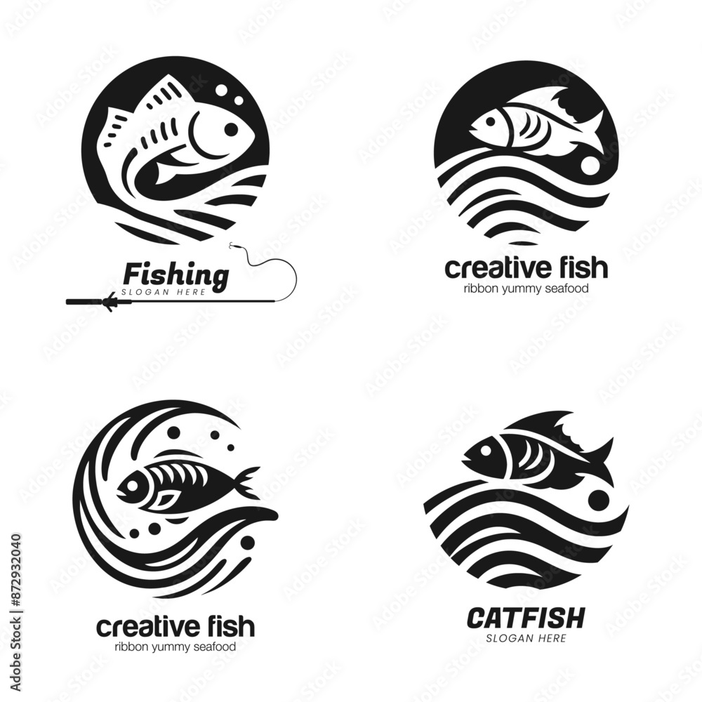 Black fish silhouette, Black & white Fish logo design, Fish logos ...
