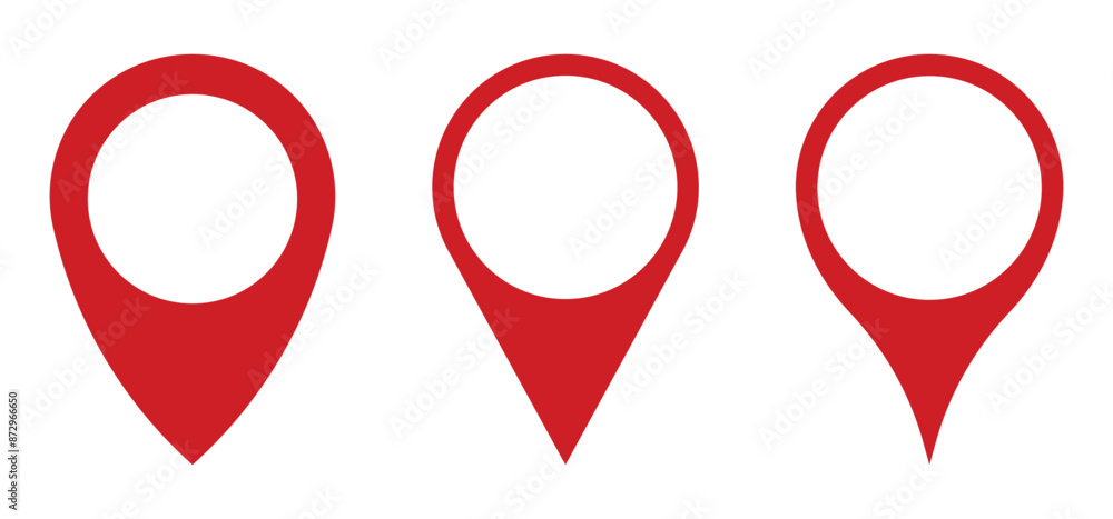 set of location icons. map pin symbol. red place marker sign for app ...